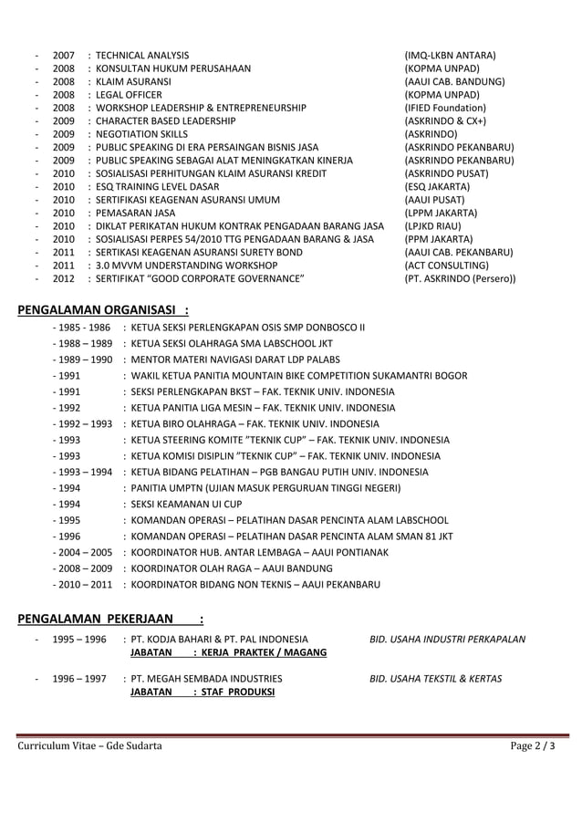 CV Gde terakhir | PDF