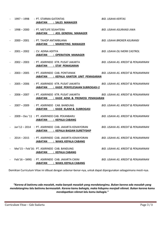 CV Gde terakhir | PDF
