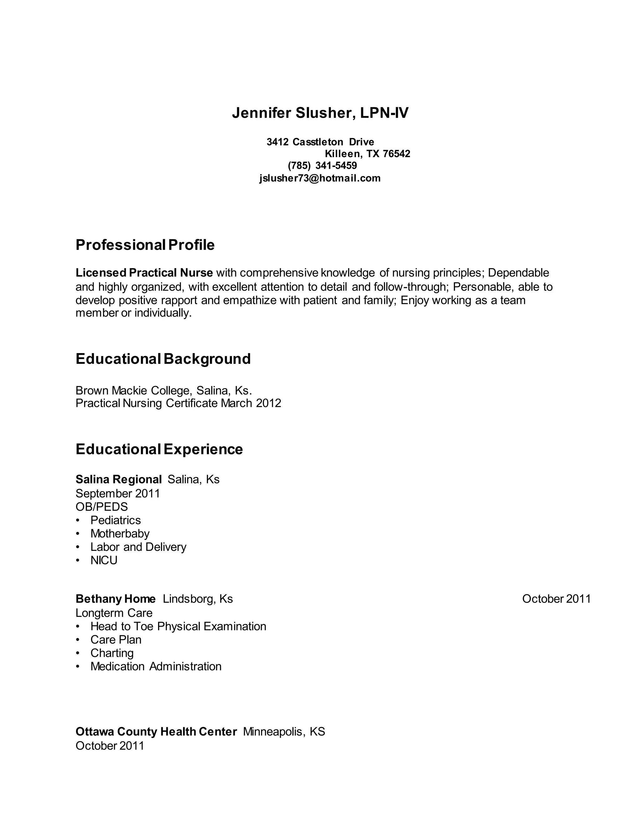 LPN Resume | DOCX