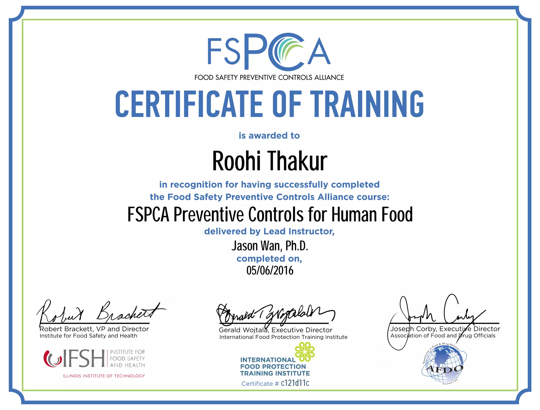fspca certificate | PDF
