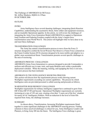 ARFORGEN MI Article MunkersJ 10OCT06 Final | DOC | Defense Industry ...