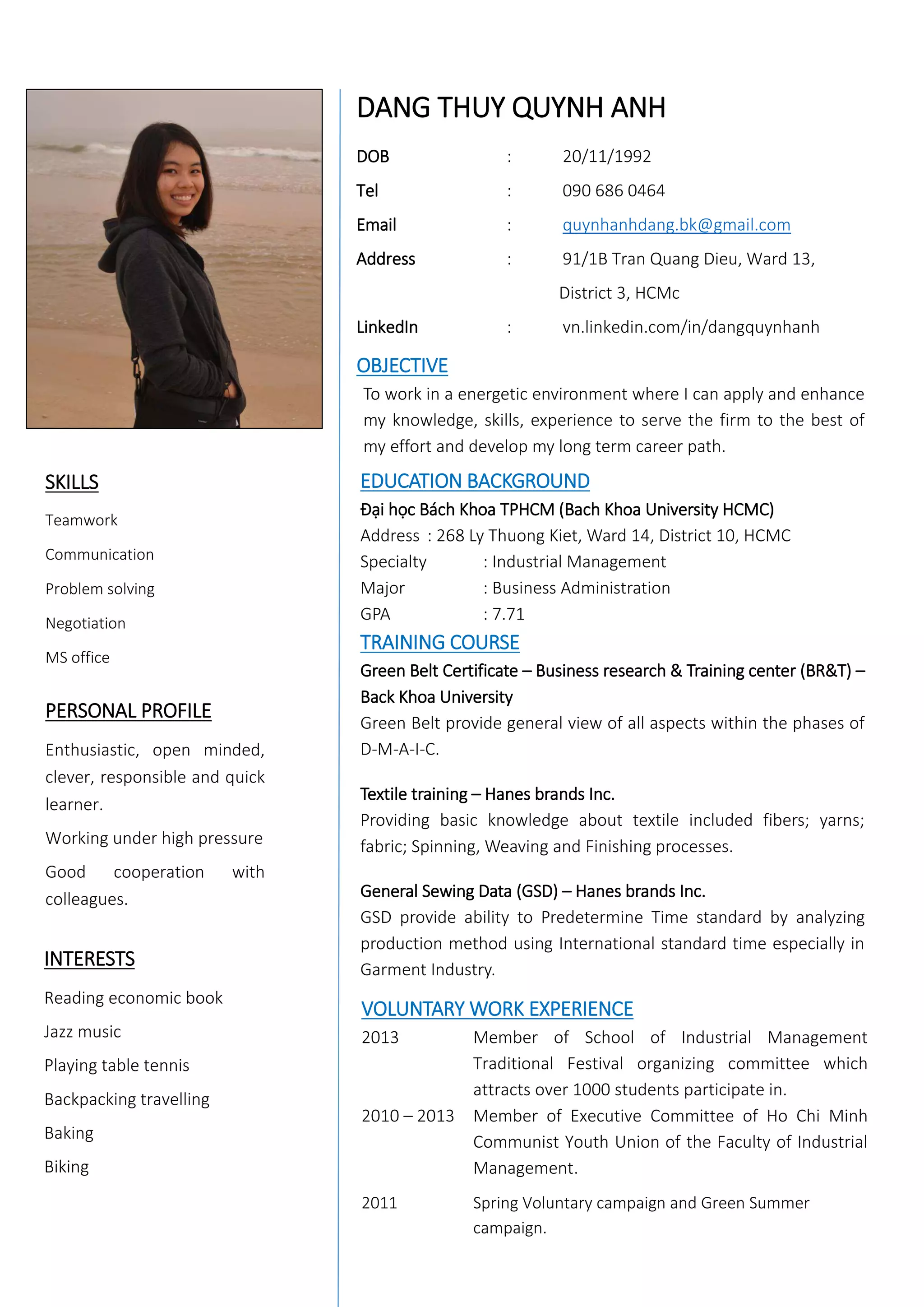 DANG THUY QUYNH ANH-CV | PDF