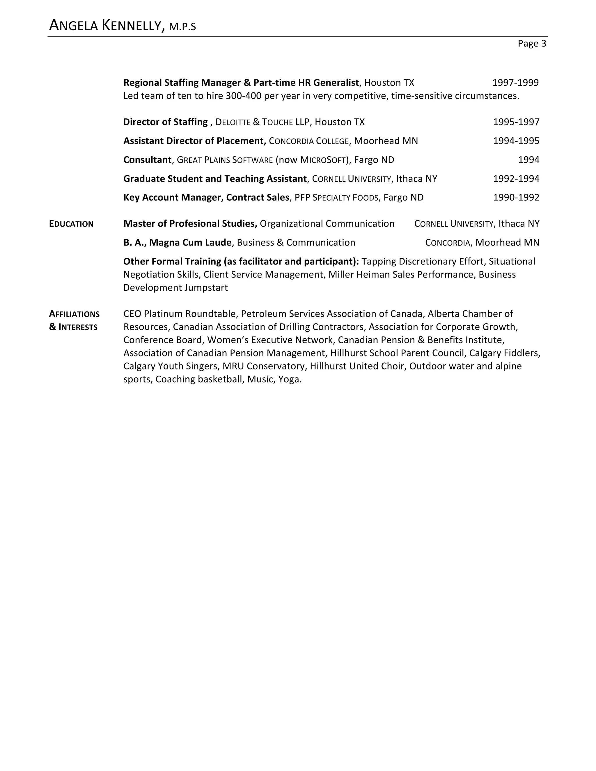 Angela Kennelly Resume 4-16 | PDF | Management Consulting Industry ...