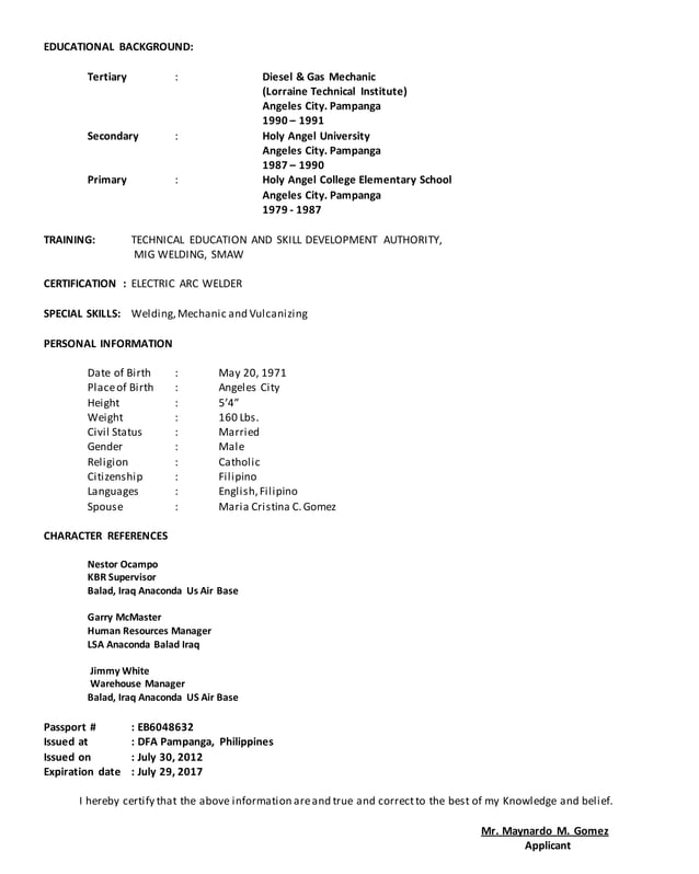 Maynardo Gomez Resume | DOCX