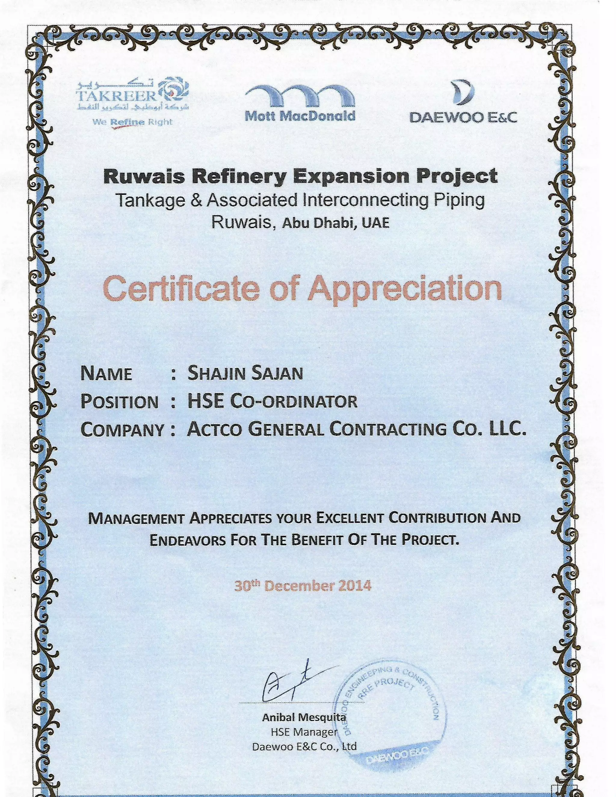 takreer exp certificate | PDF