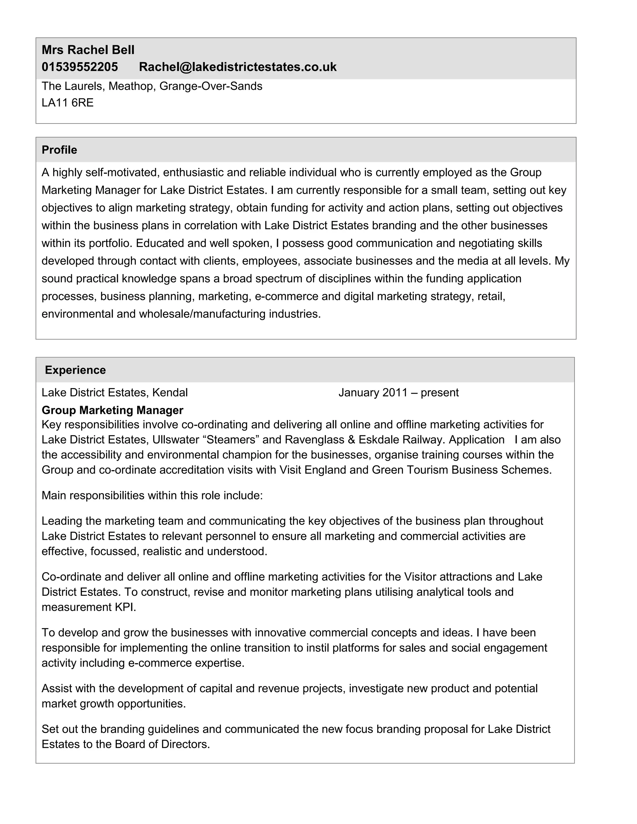 Rachel Bell CV 2016 | PDF