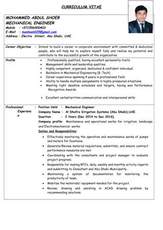 Mohammed Abdul Shoeb Resume | DOC | Civil Engineering Industry | Industries