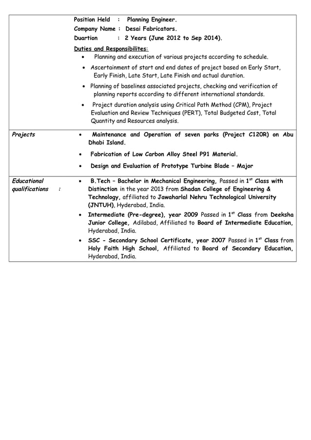 Mohammed Abdul Shoeb Resume | DOC | Civil Engineering Industry | Industries