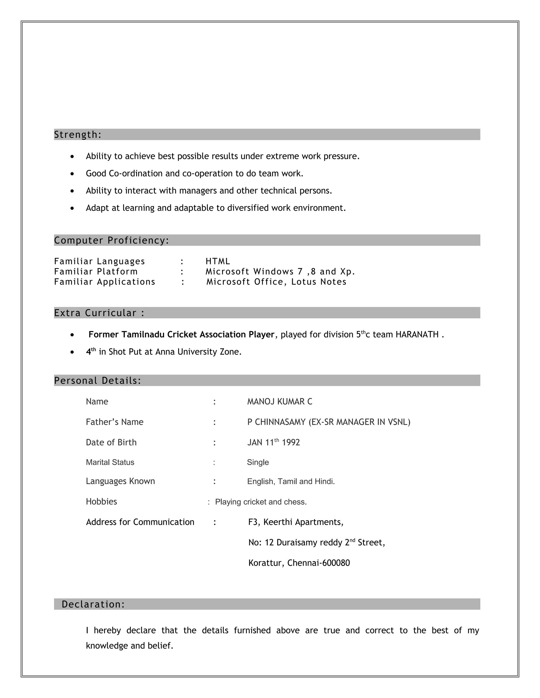 Manoj kumar_Resume | DOC