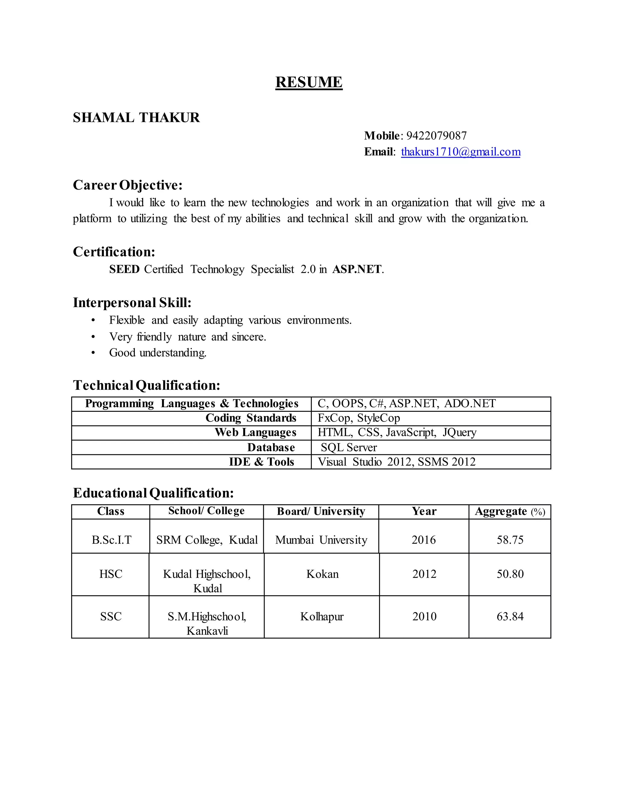 CV_Shamal_Thakur | DOCX