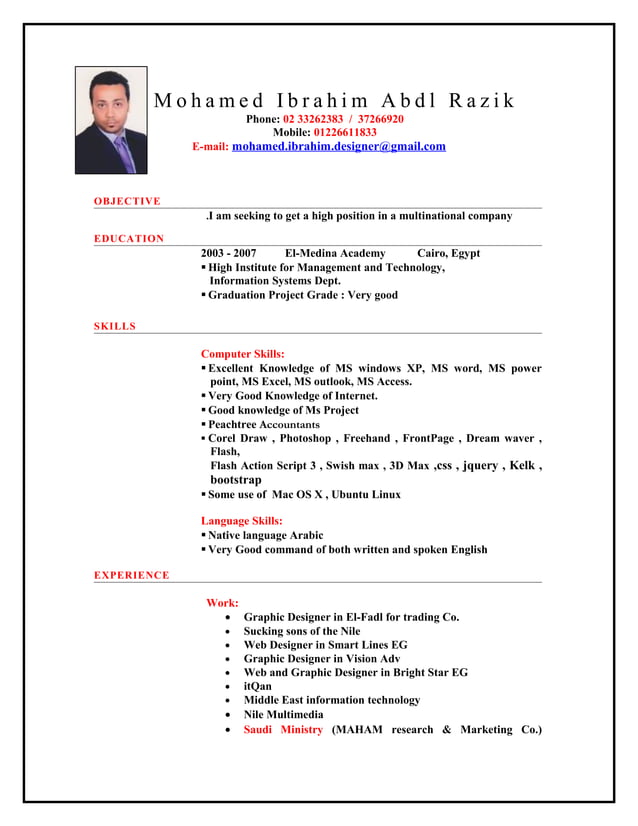 Mohamed Abdel Razik-CV | DOC | Internet | Computing