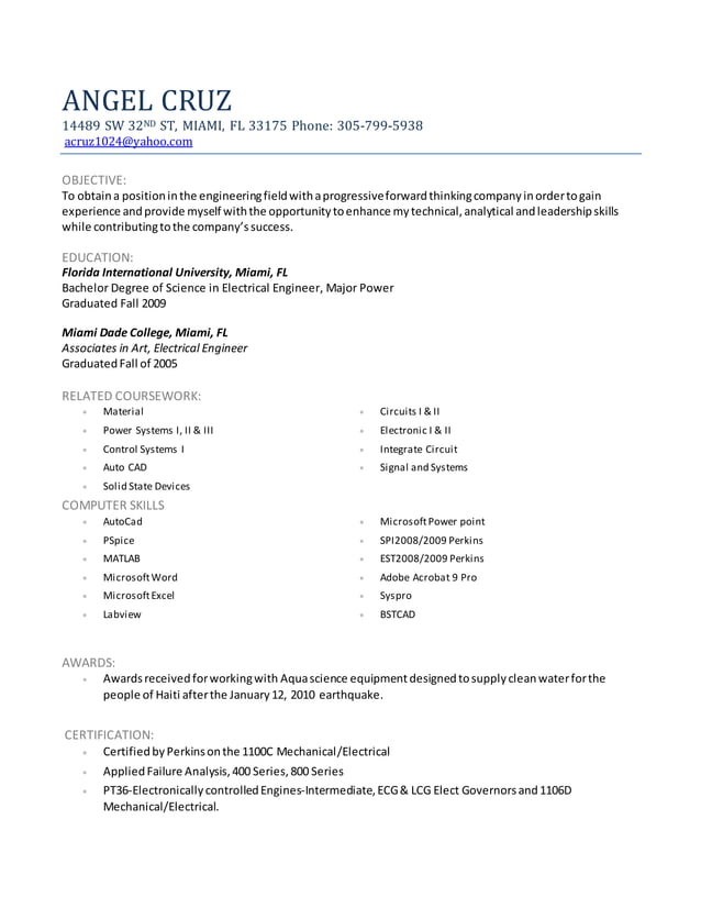 Angel Cruz resume | PDF