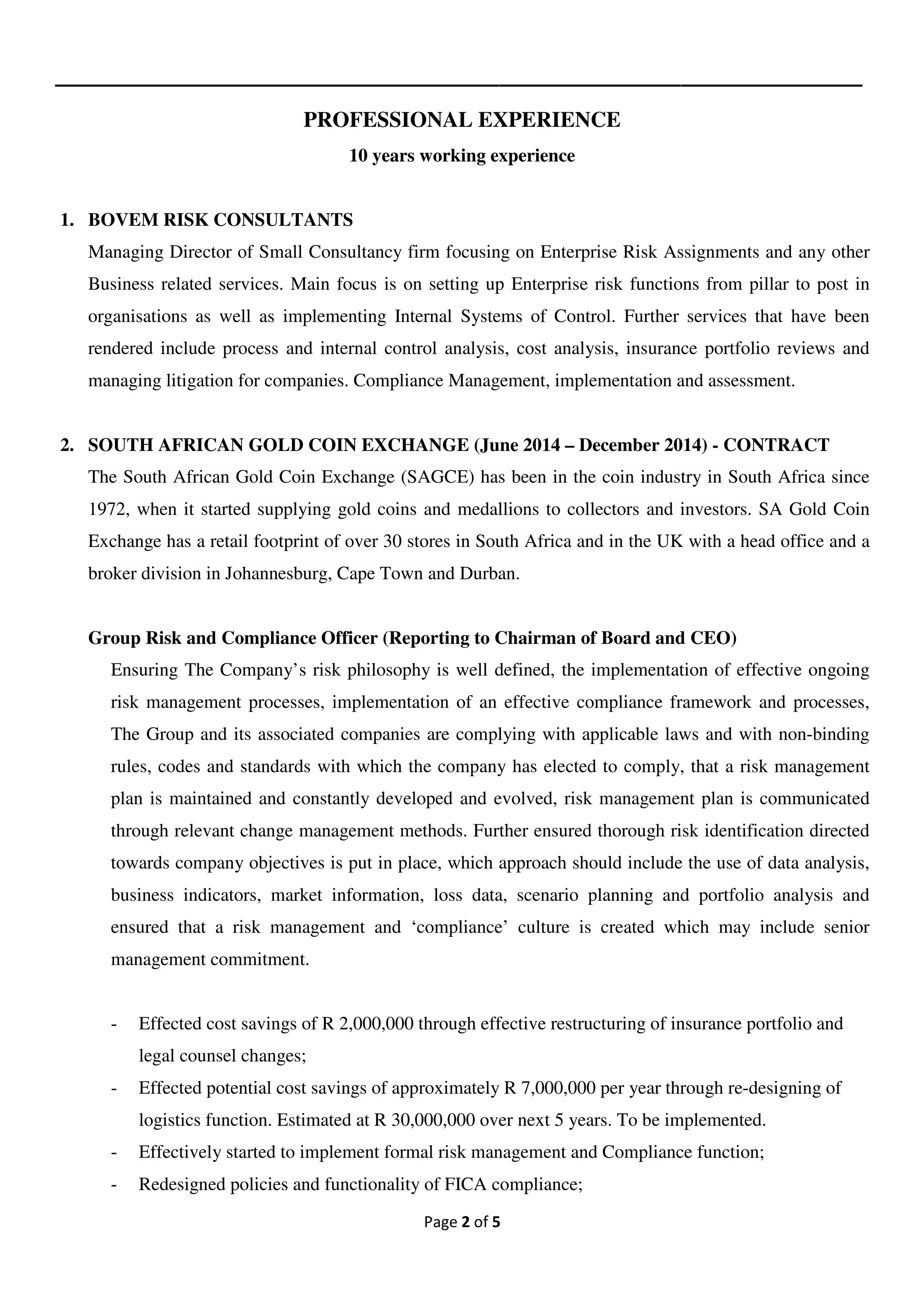 Corporate Profile Pieter Jordaan | PDF