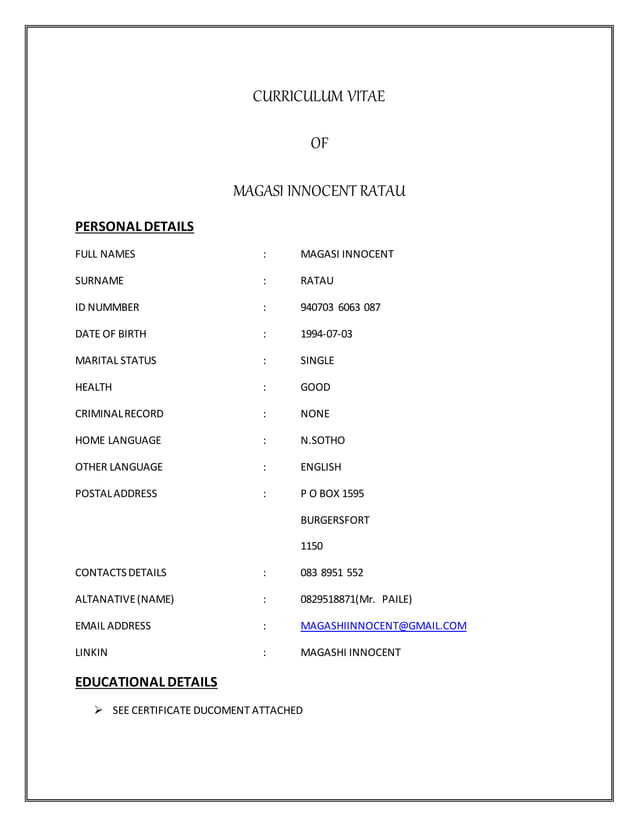 CURRICULUM VITAE(MI RATAU) | DOCX