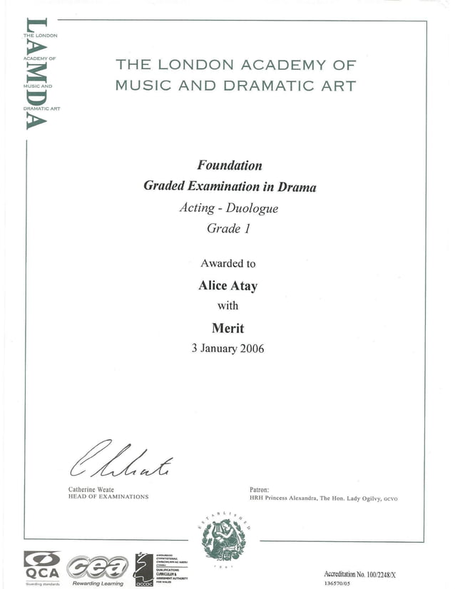 LAMDA Acting Duo Grade 1 Certificate | PDF