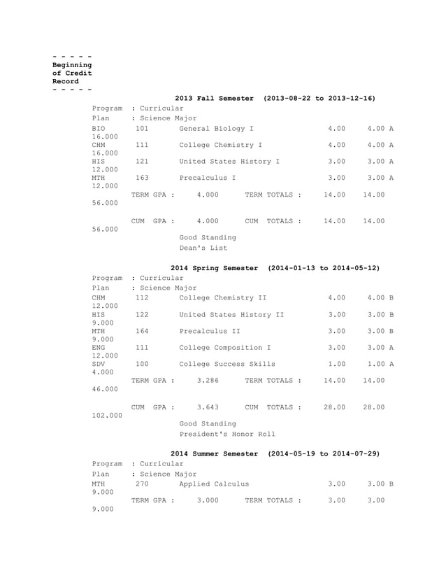 TCC Transcript | PDF