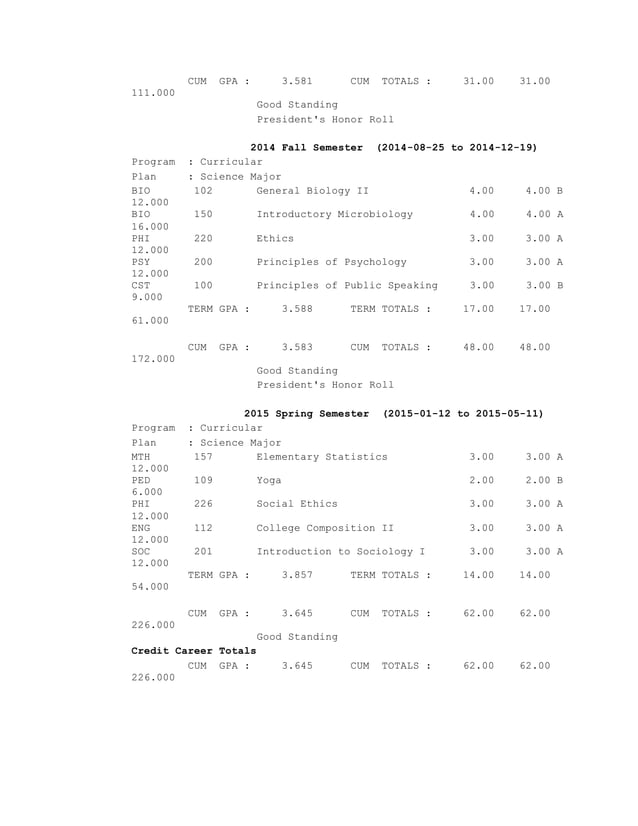 TCC Transcript | PDF
