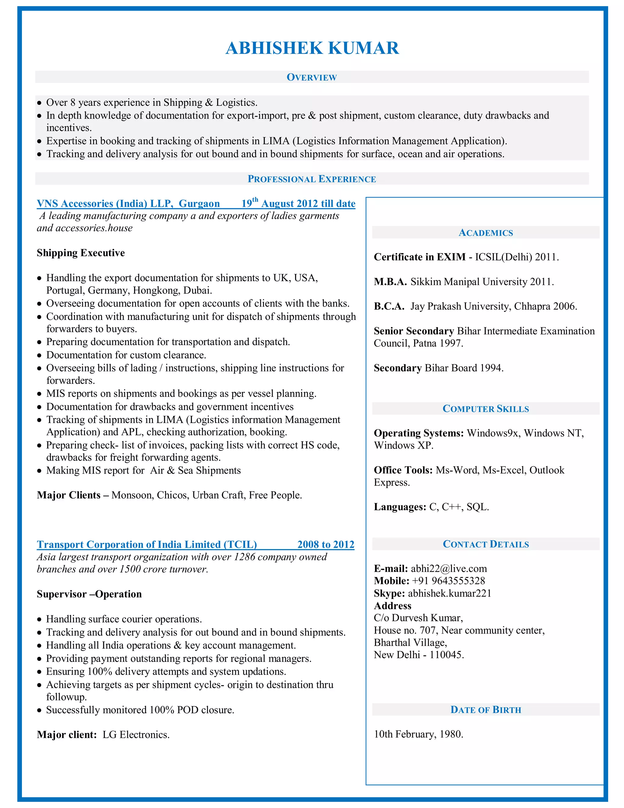 ABHISHEK KUMAR-RESUME | PDF