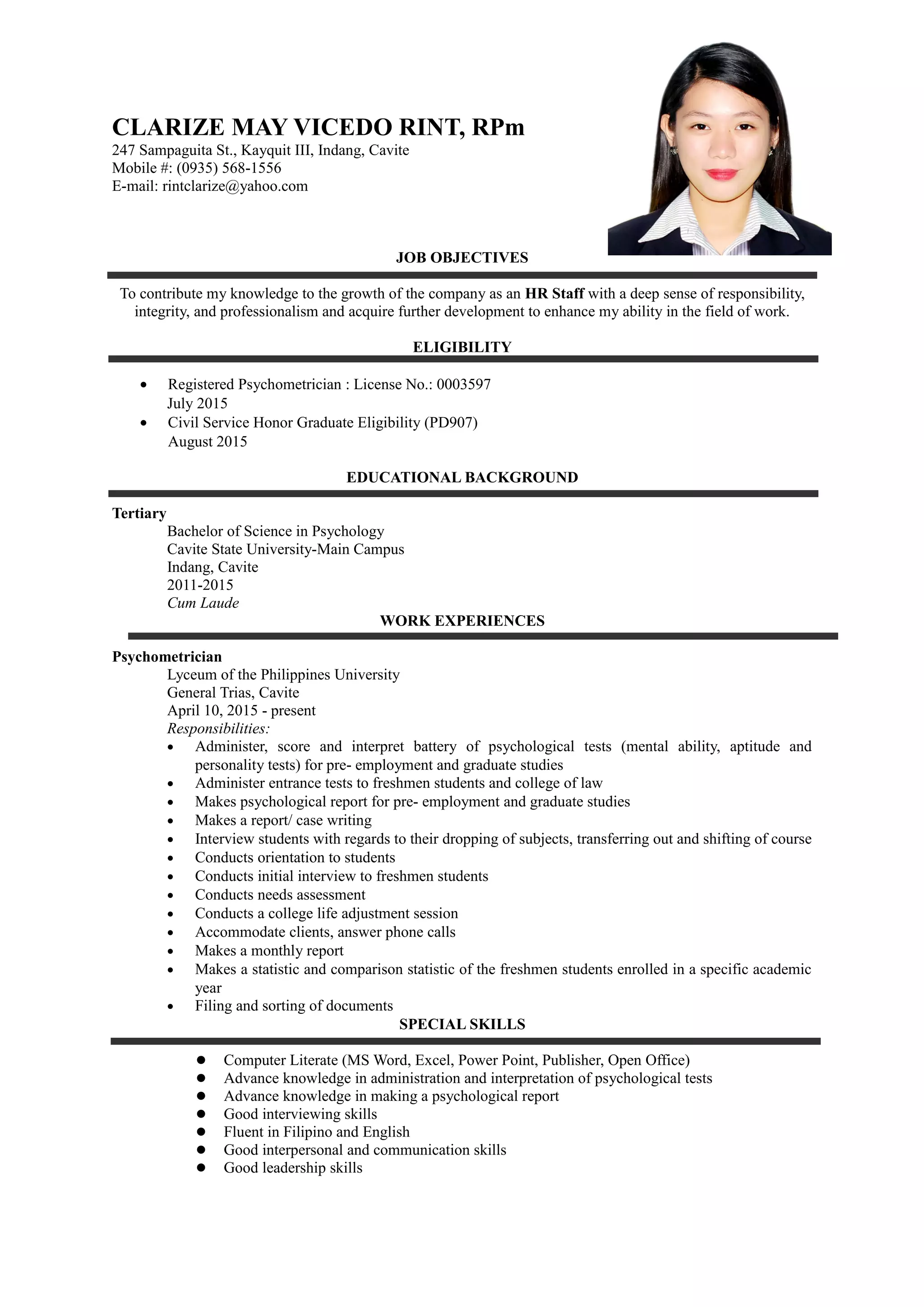 Resume- Rint, Clarize | DOC