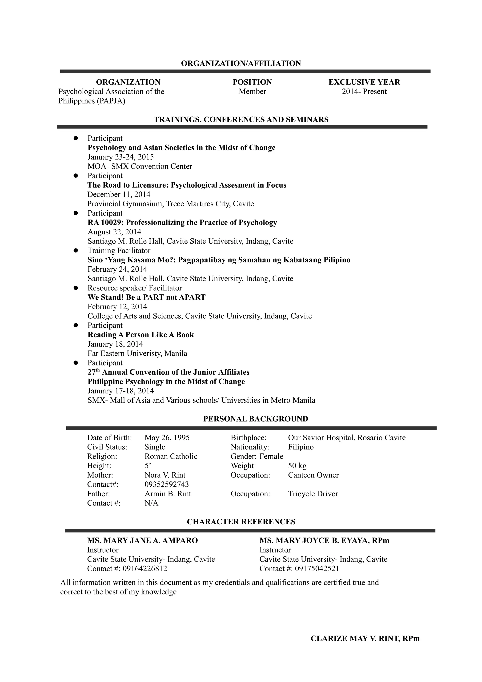 Resume- Rint, Clarize | DOC