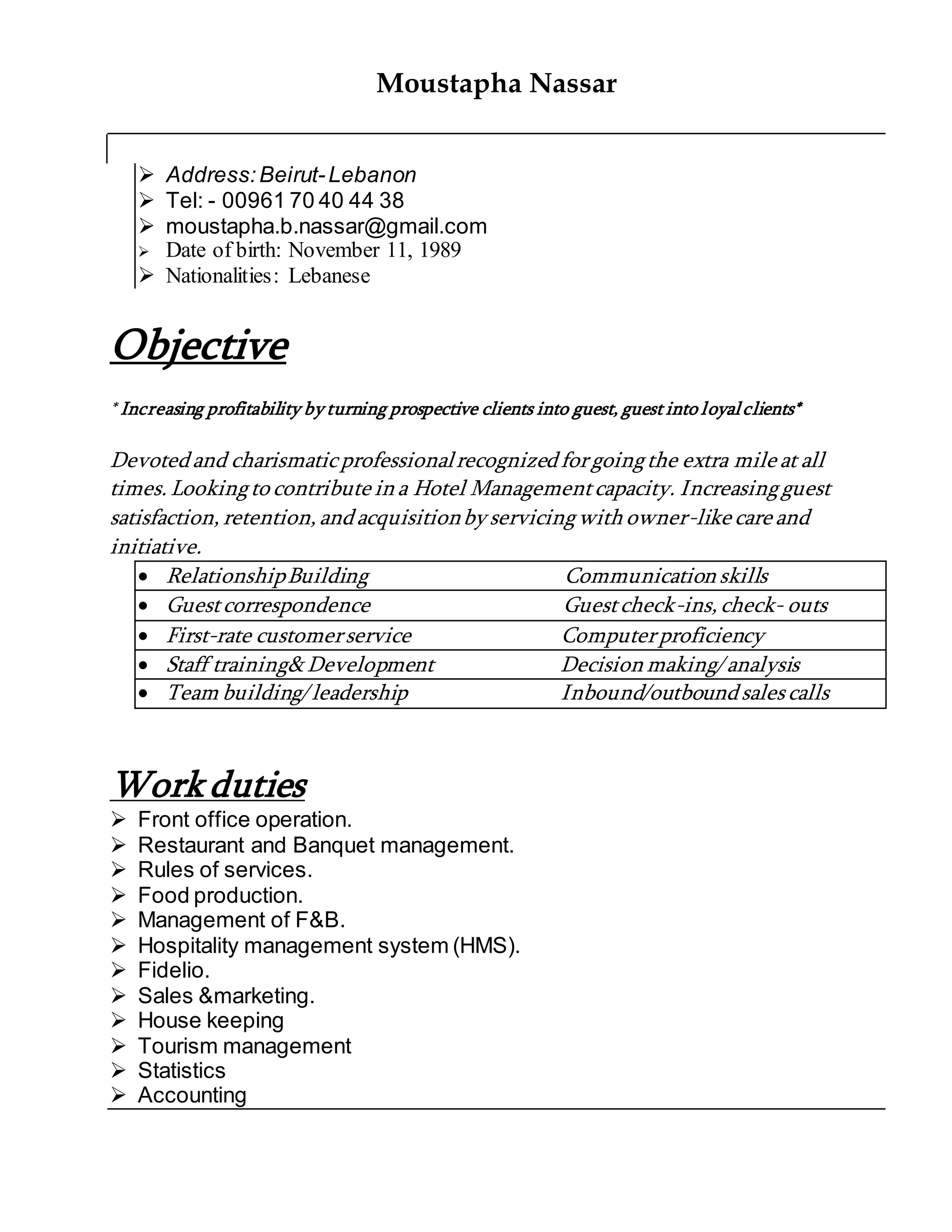 MUSTAFA NASSAR CV-1 | PDF