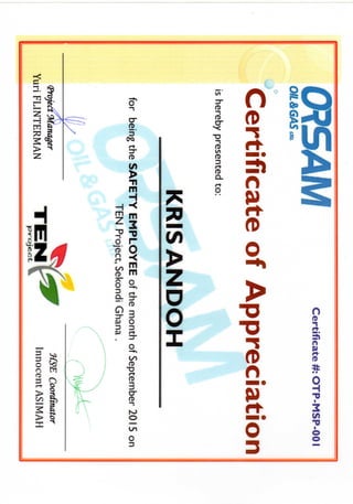 CERTIFICATE OF APPRECIATION ORSAM | PDF