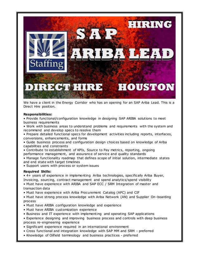 SAP ARIBA LEAD | PDF