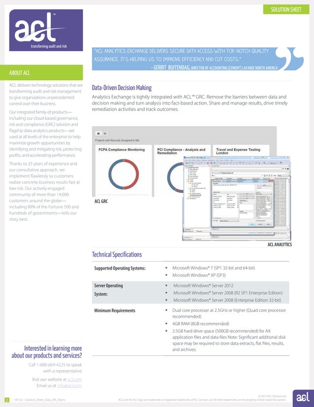 01 - ACL - Solution Sheet - Team Collaboration & Continuous Control Monitoring | PDF