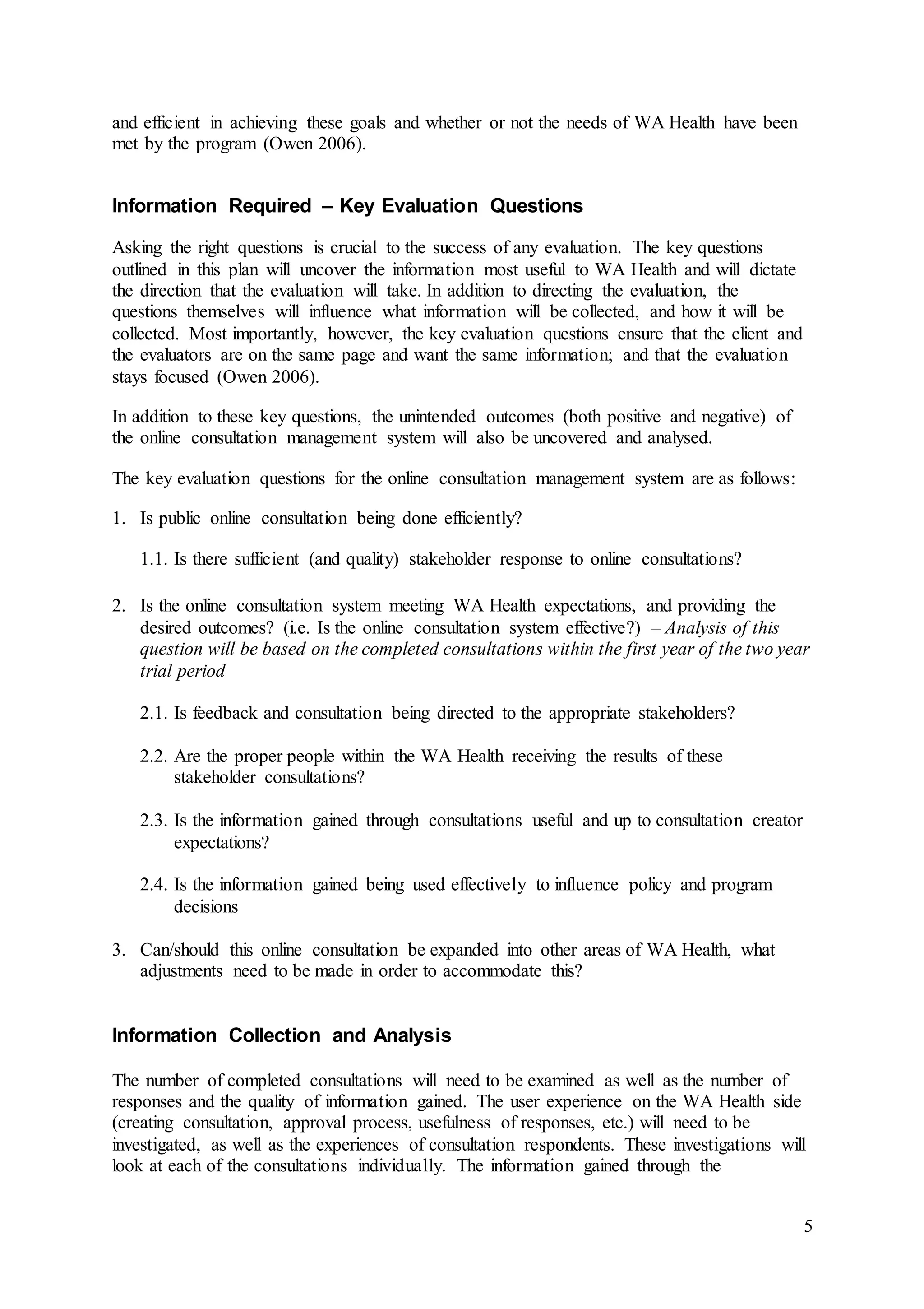 WA Health Evaluation Plan | DOCX