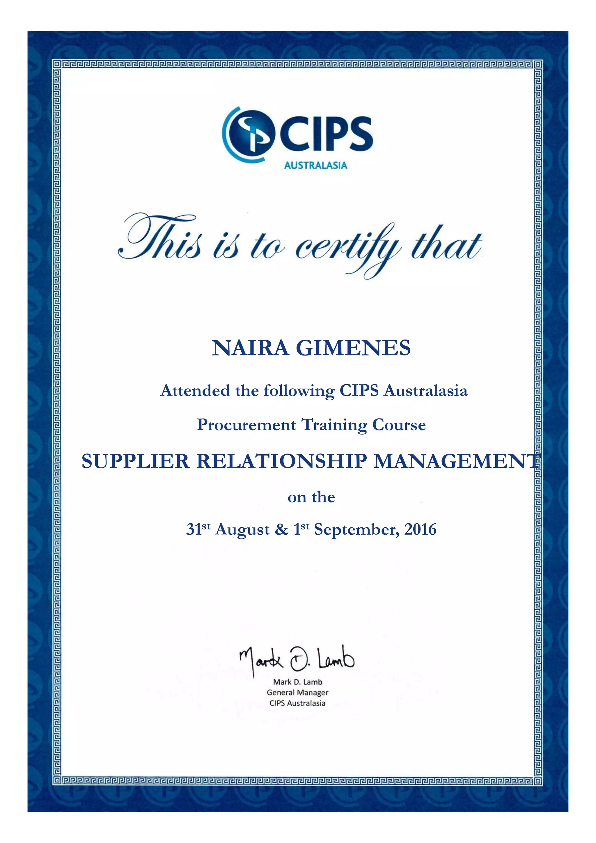 CIPS Certificate | PDF