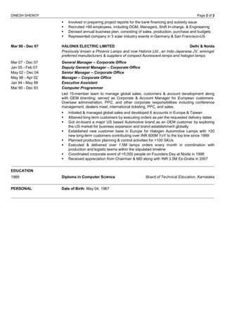 Resume Dinesh_Shenoy | PDF