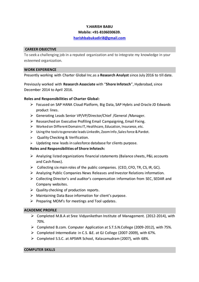 Harish babu Resume Updated | DOCX