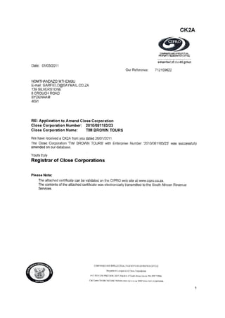 CK document Tim Brown Tours | PDF