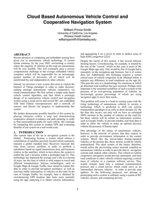Cloud Based Autonomous Vehicle Navigation | PDF