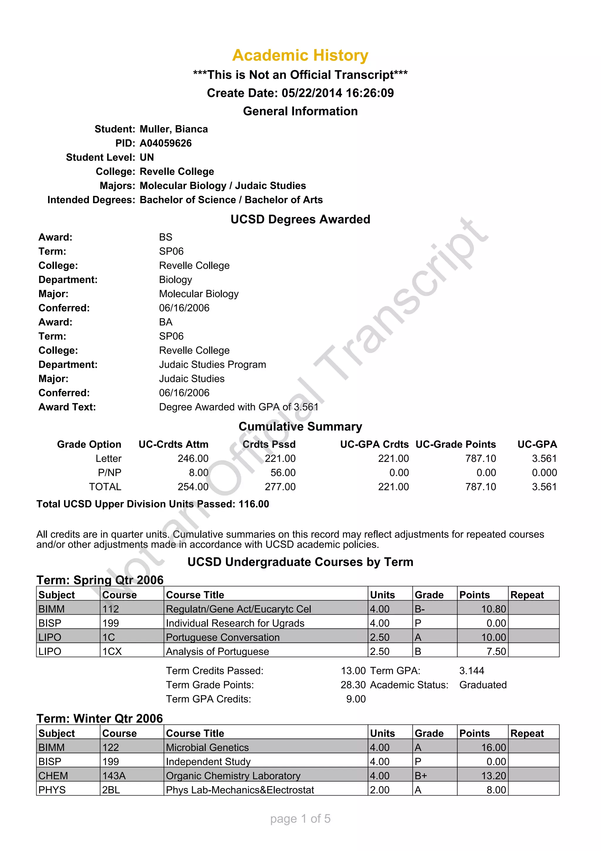 UCSDTranscript | PDF