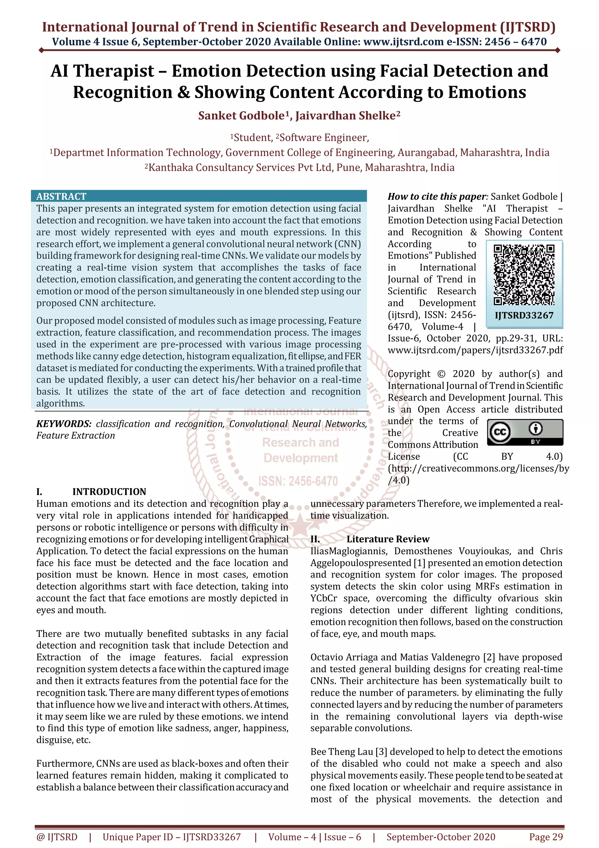 AI Therapist – Emotion Detection using Facial Detection and Recognition ...