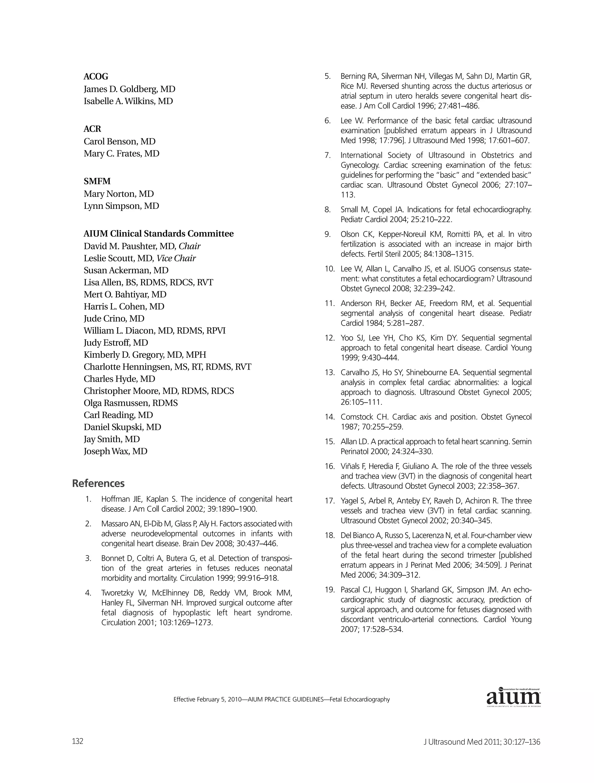 AIUM Practice Guideline for the Performance of Fetal Echocardiography | PDF | Pregnancy ...