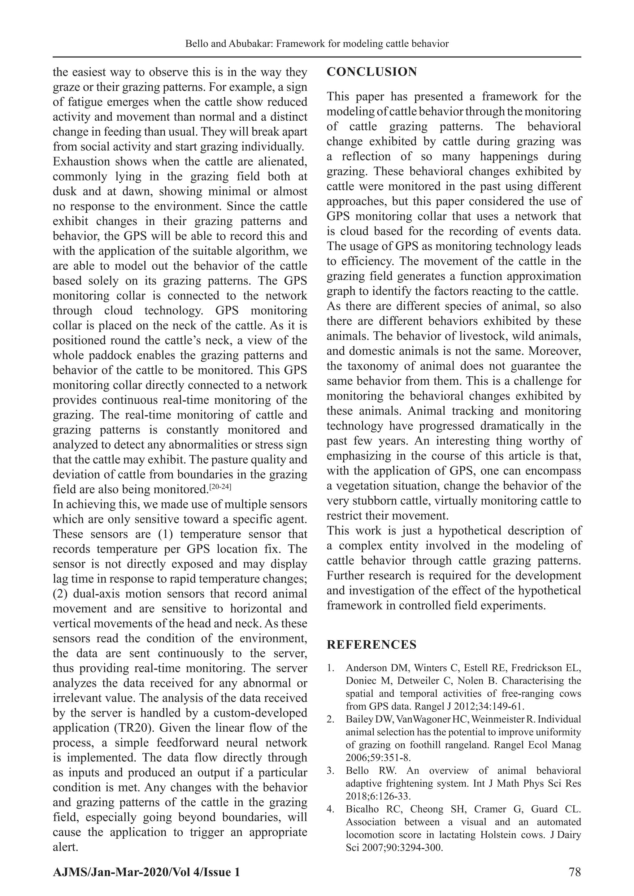 Framework For Modeling Cattle Behavior Through Grazing Patterns Pdf