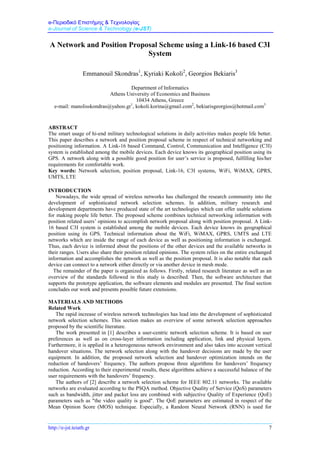 A Network and Position Proposal Scheme using a Link-16 based C3I System | PDF