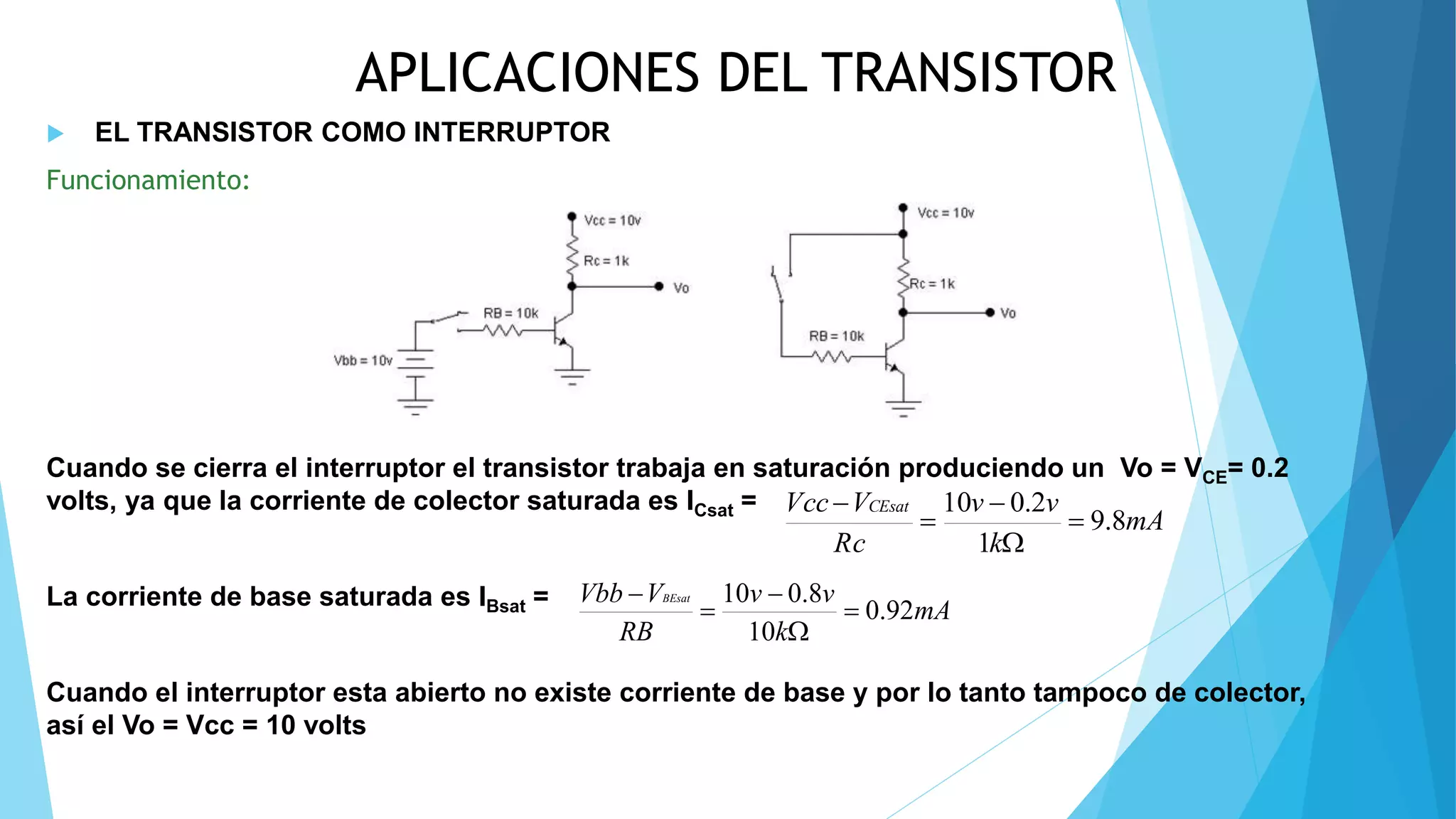 6 aplicaciones del transistor bjt | PPTX