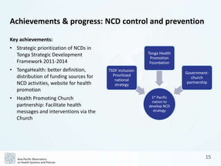 APO The Kingdom of Tonga Health System Review (Health in Transition) | PPTX