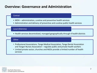 APO The Kingdom of Tonga Health System Review (Health in Transition) | PPTX