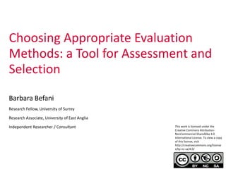 Choosing Appropriate Evaluation Methods tool | PPTX | Science