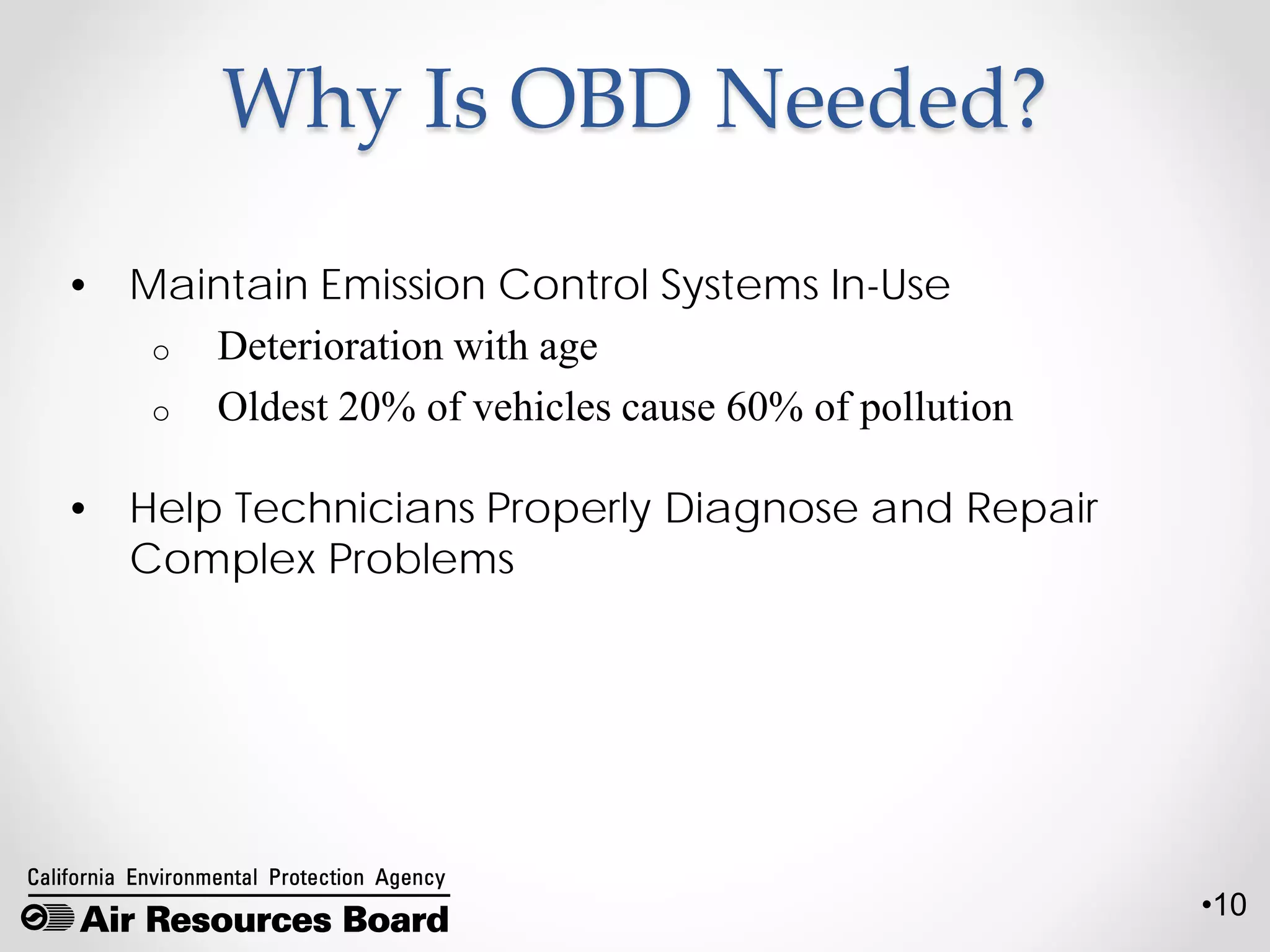 On-Board Diagnostics (OBD) Program Overview | PDF