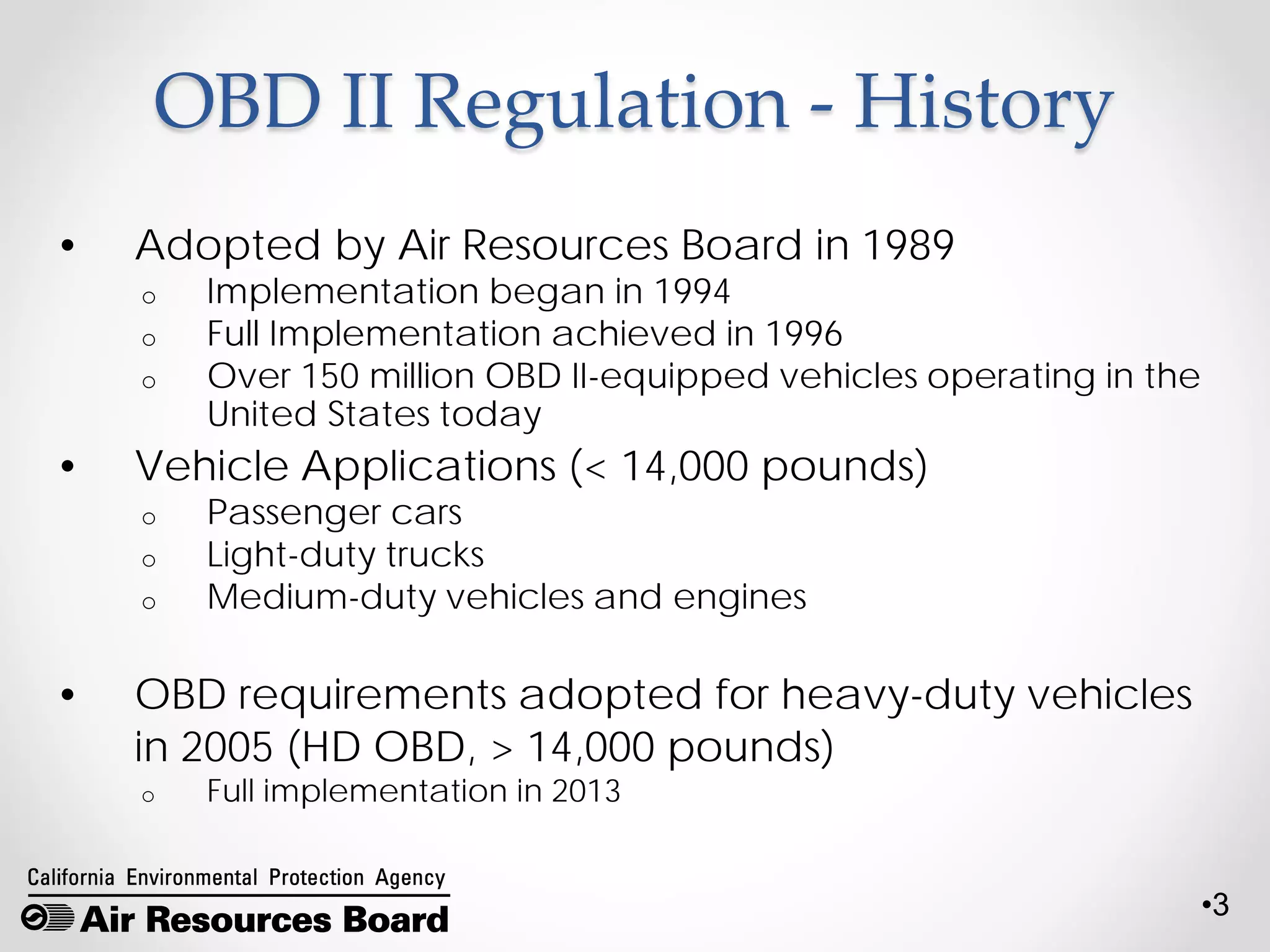 On-Board Diagnostics (OBD) Program Overview | PDF