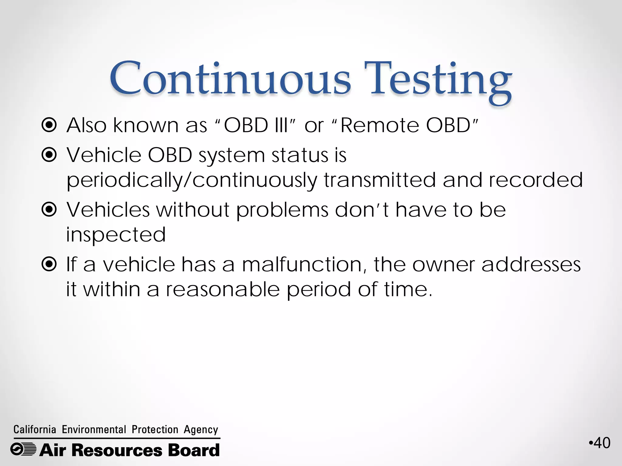On-Board Diagnostics (OBD) Program Overview | PDF