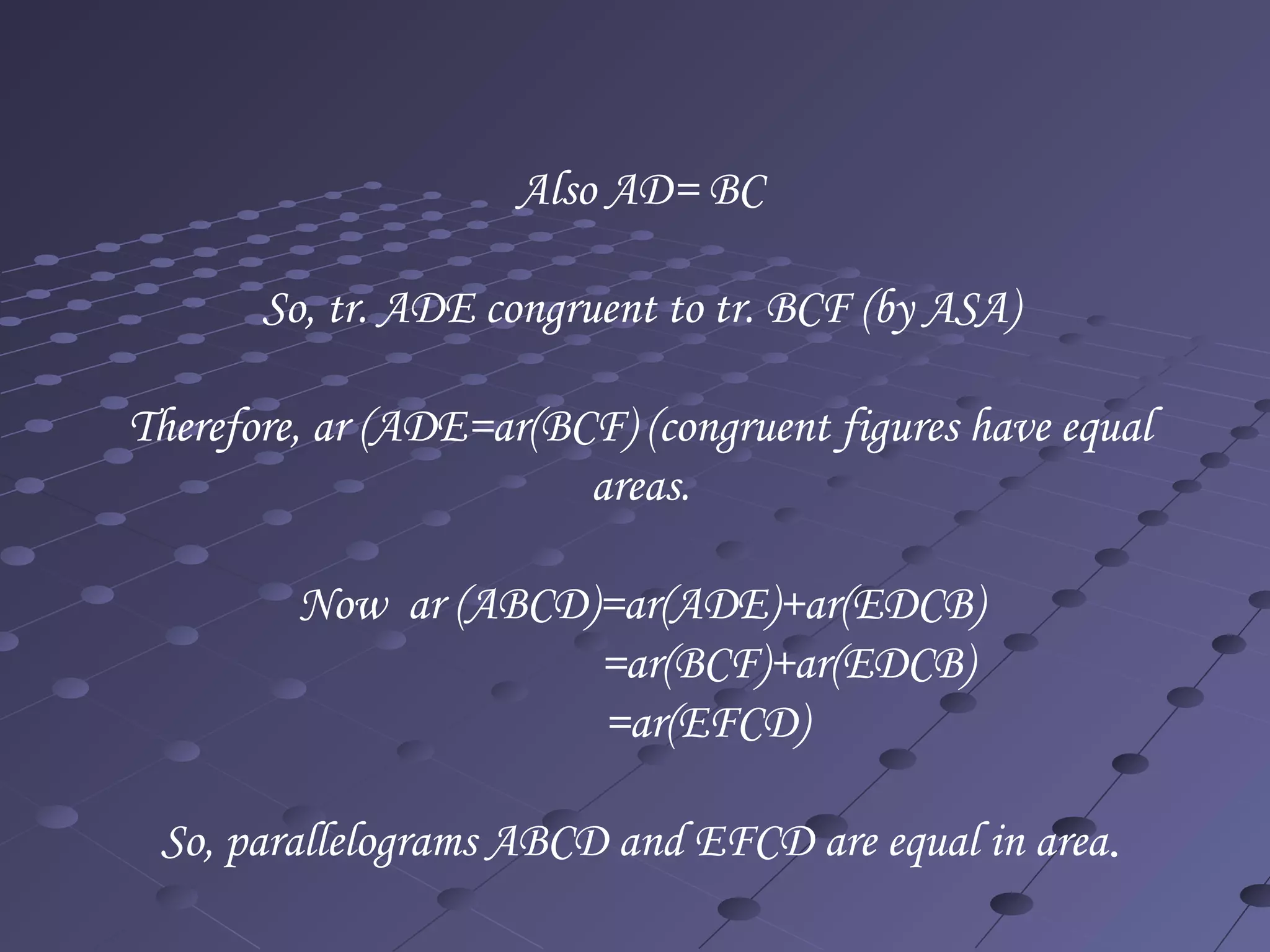 CLASS IX MATHS 6 areas of parallelogram and triangles | PPT