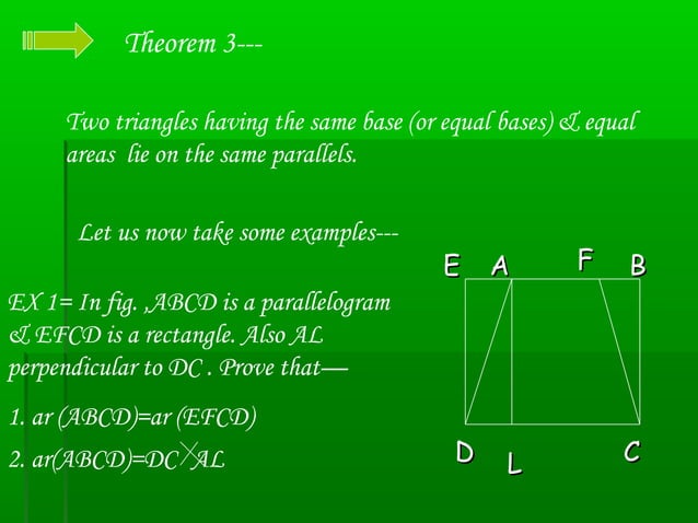 CLASS IX MATHS 6 areas of parallelogram and triangles | PPT | Geography ...