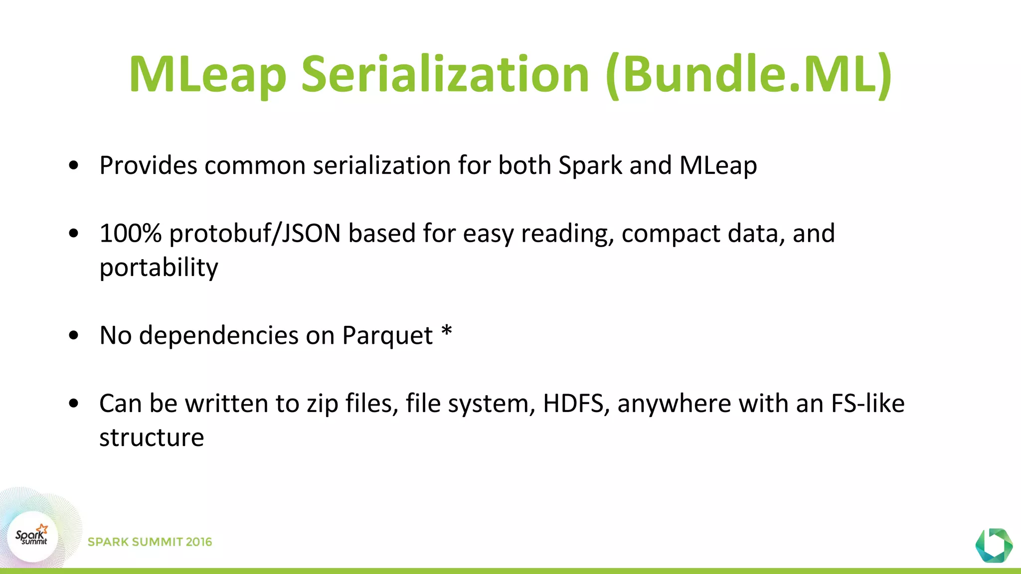 MLeap: Productionize Data Science Workflows Using Spark | PDF
