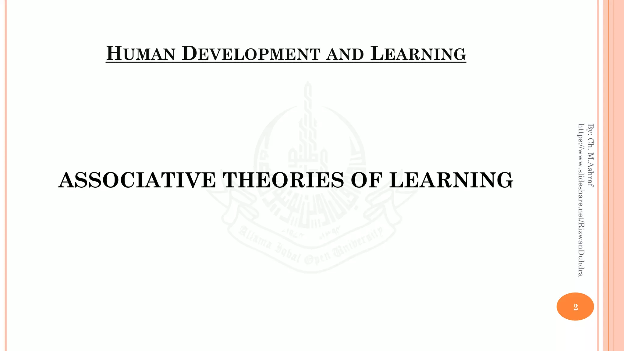 ASSOCIATIVE THEORIES OF LEARNING | PDF